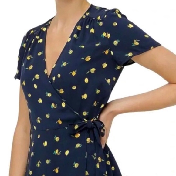 J. Crew | Dresses | J Crew Lemon Print Wrap Dress Sz 6 | Poshmark